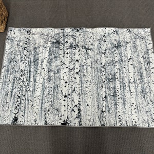 Floor Rug, Birch Forest Rug, Black and White Rug, Indoor Rugs, Anti ...