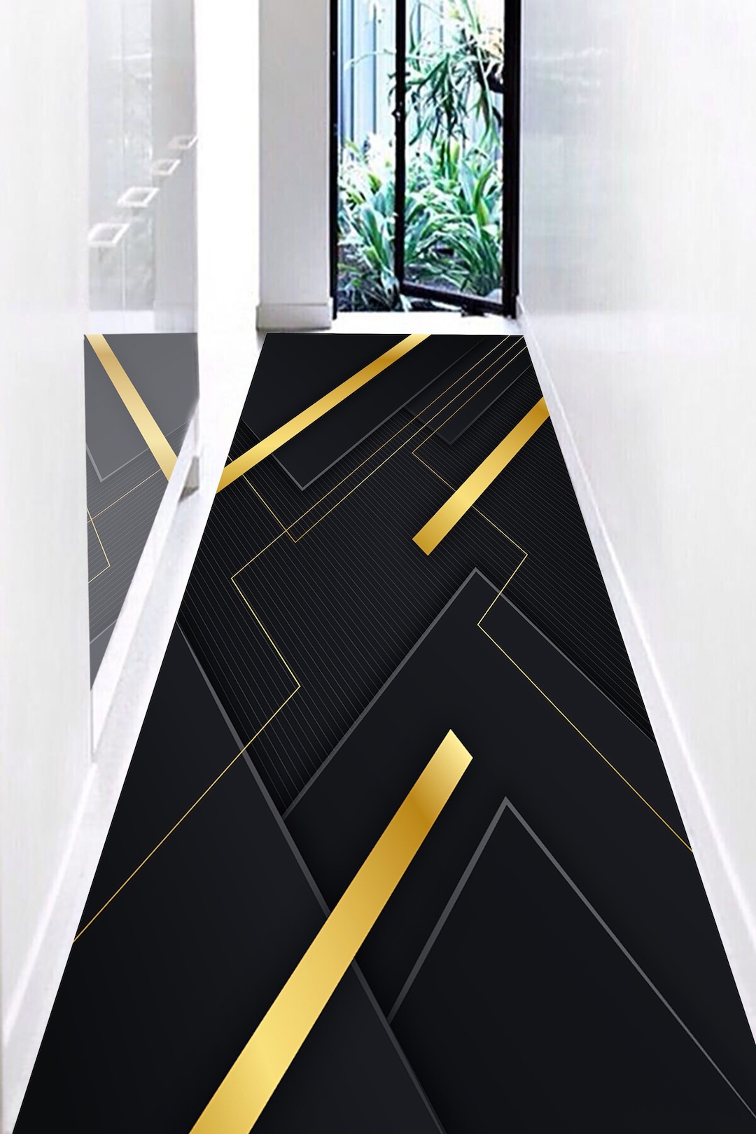 Gold Stripede Rugs, Geometric Rug, Black and Gold Rug, Modern Rugs ...