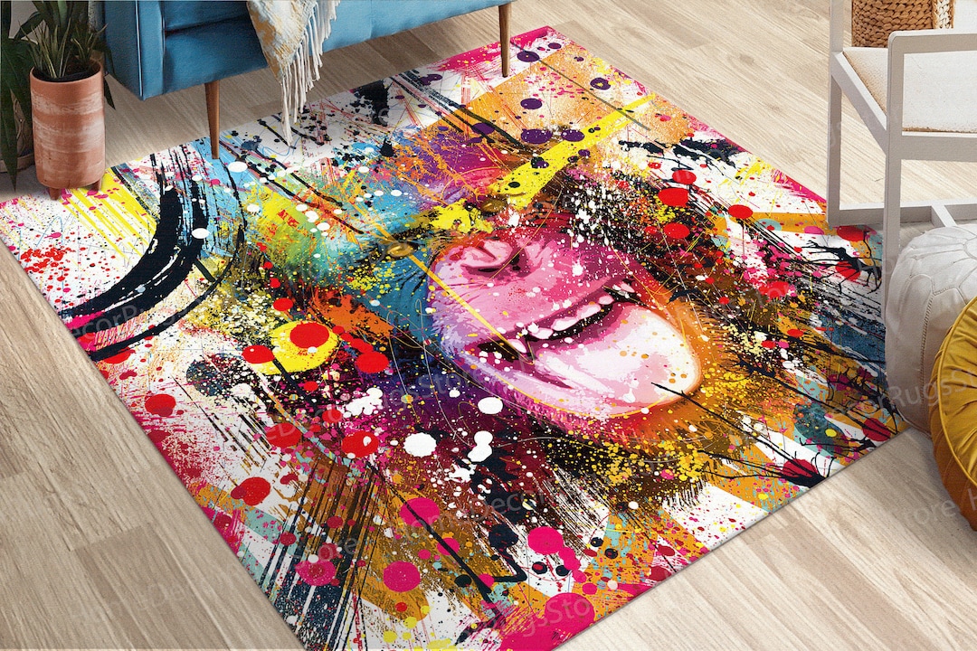 Monkey Graffiti Painting Rug, Colorful Monkey Rug, Monkey Rugs ...