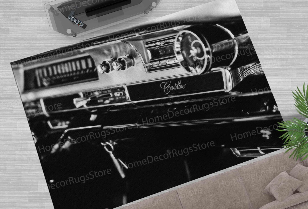 Classic Cadillac Rugs, Antique Car Rugs, Car Rugs, Cadillac Black White ...