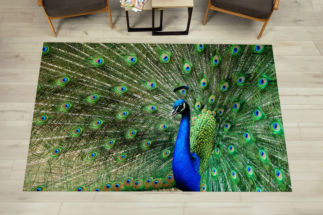 Peacock Rug, Beautiful Peacock Rugs, Feather Rugs, Animal Rug, Indoor ...