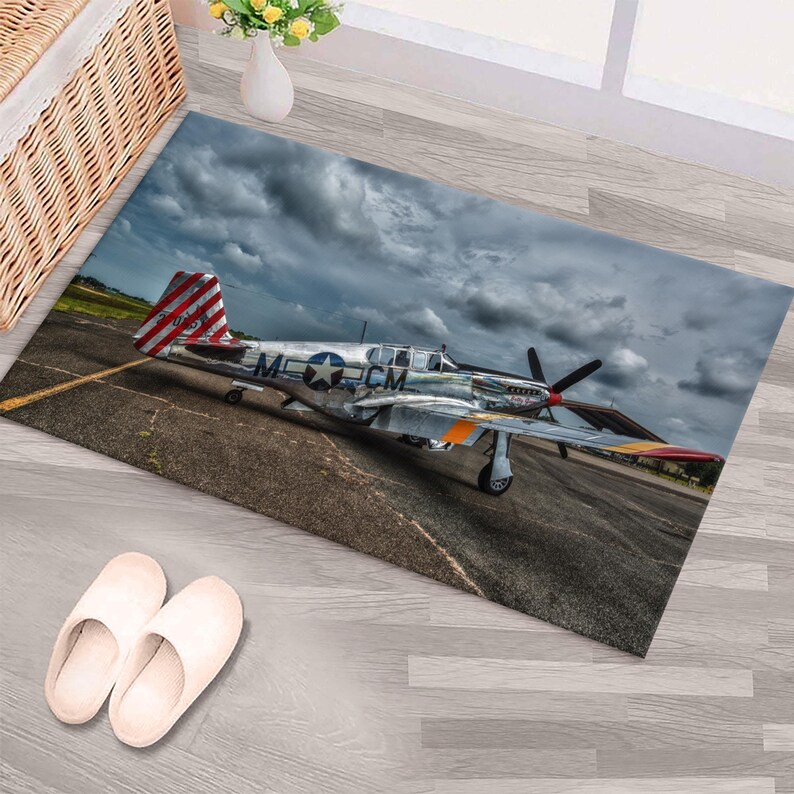 Fighter North American Plane Rugs, Man Cave Rug, Mustang Rug, Modern ...