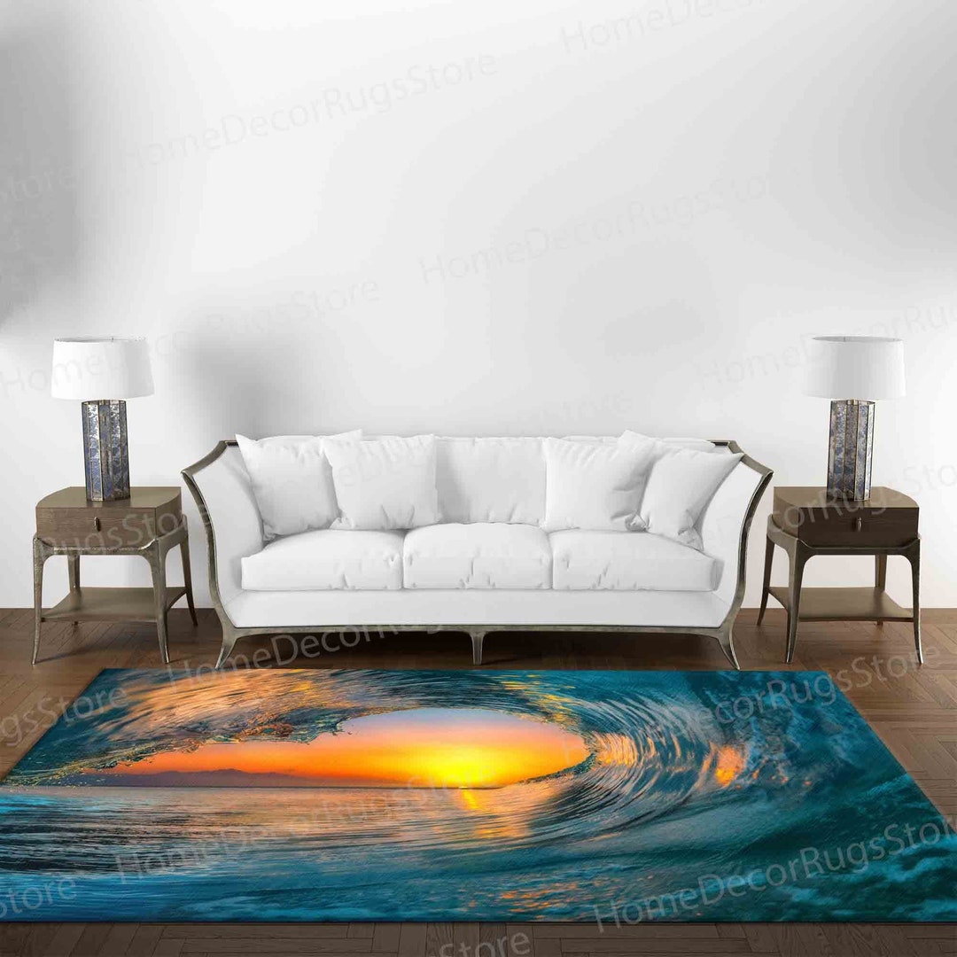 Sunset Landscape Rug, Personalized Gifts Rugs, View Rugs, Surfer Wave ...