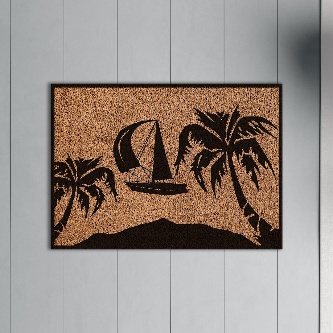 Tropical Patterned Door Mat, Coco Door Mat, Personalized Coco Mat, Rug ...