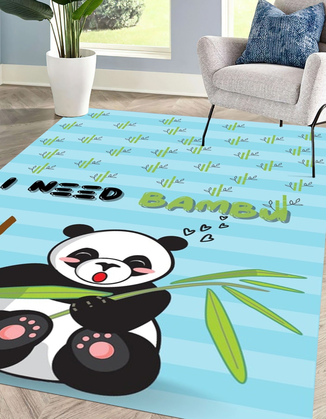 Cute Panda Rug, Bambu Rug, Panda Rugs, Children Rugs, Gift for the Home ...
