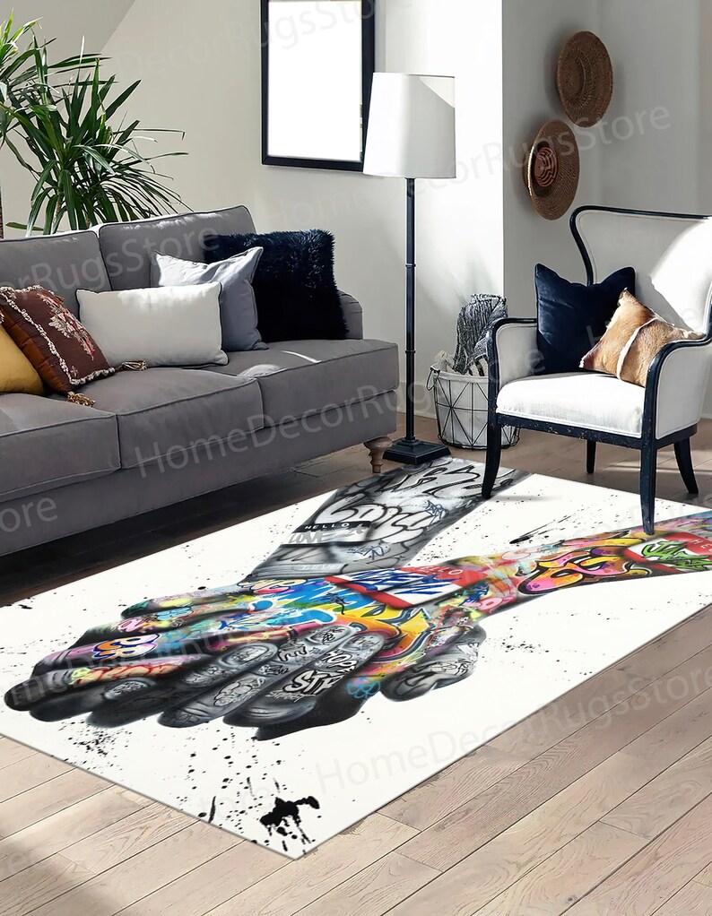 Street Graffiti Rugs Holding Hands Graffiti Painting Rug - Etsy