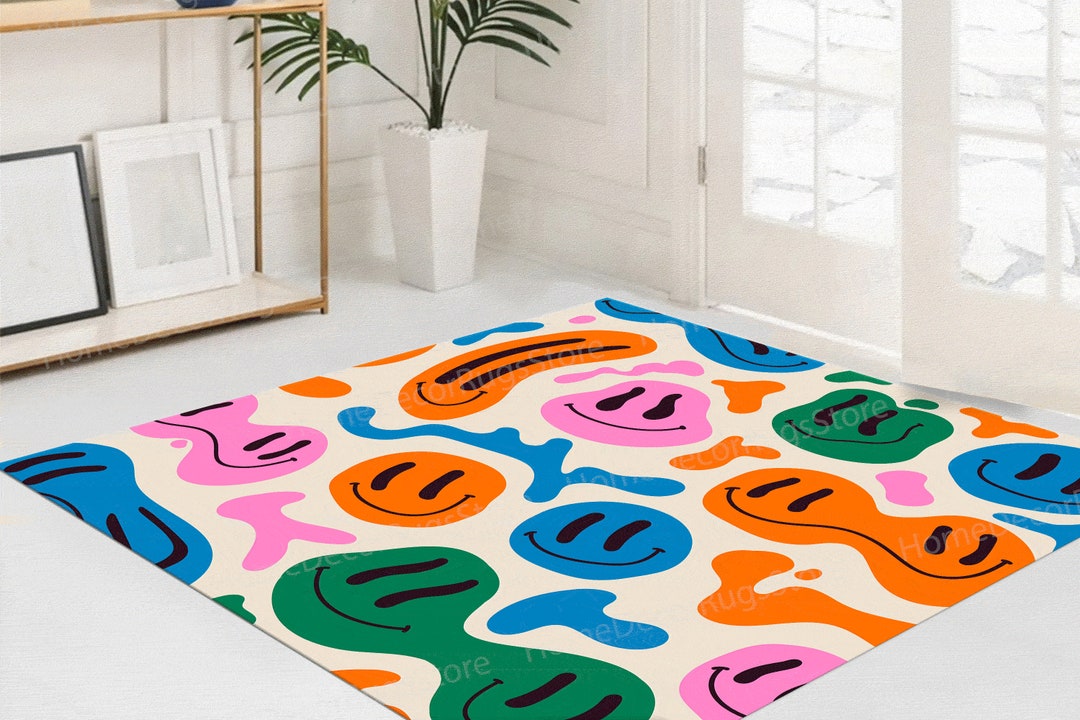 Colorful Smiley Face Rug, Kids Rugs, Children Room Rug, Modern Rugs ...