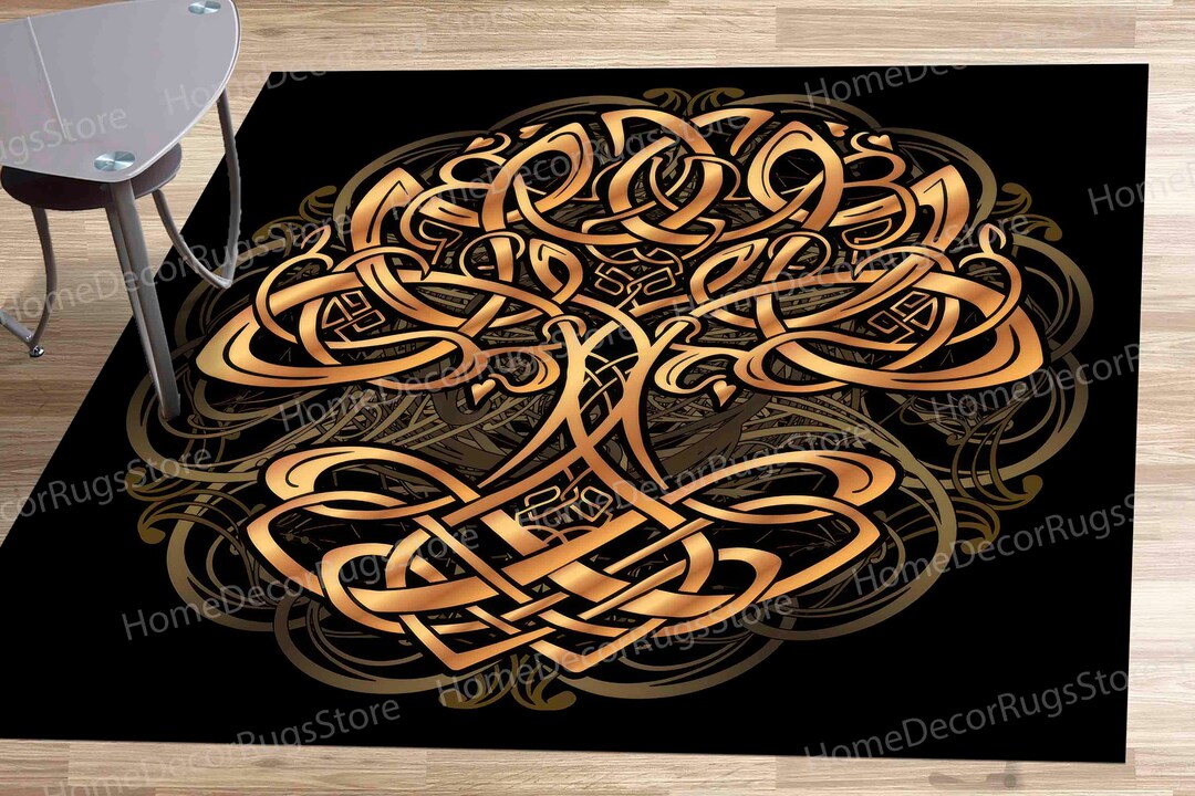 Tree of Life Rugs, Square Rugs, Gold Rugs, Modern Rug, Home Decor Rug ...
