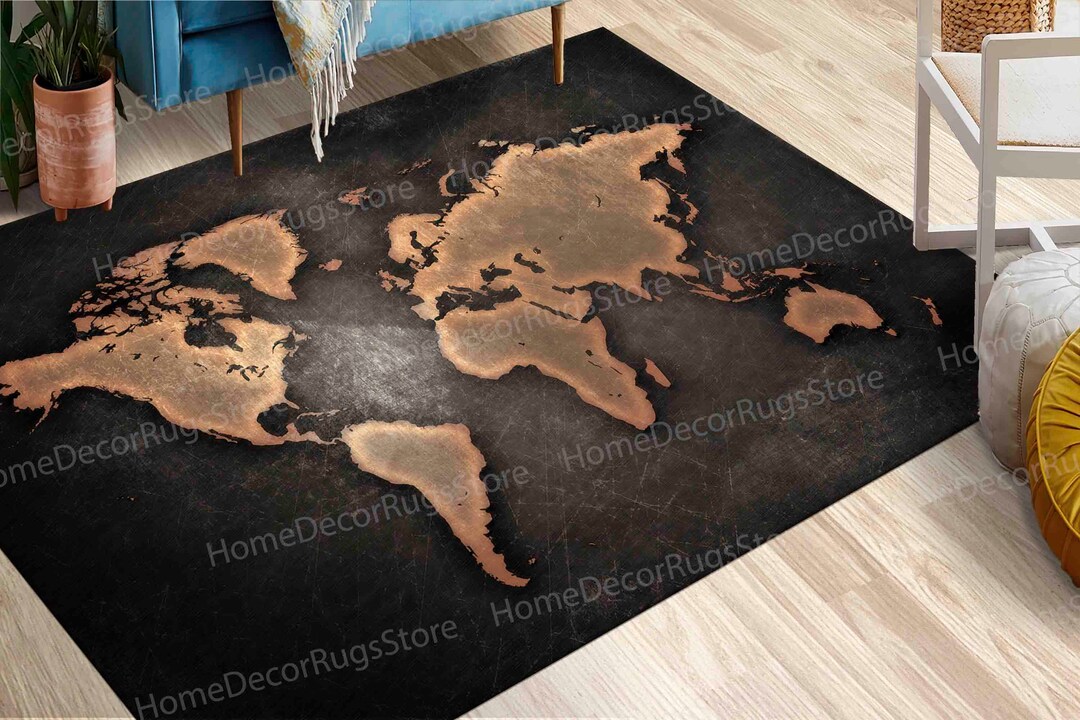Abstract World Map Rug, Kitchen Rug, Classroom Rugs, Map Rugs ...