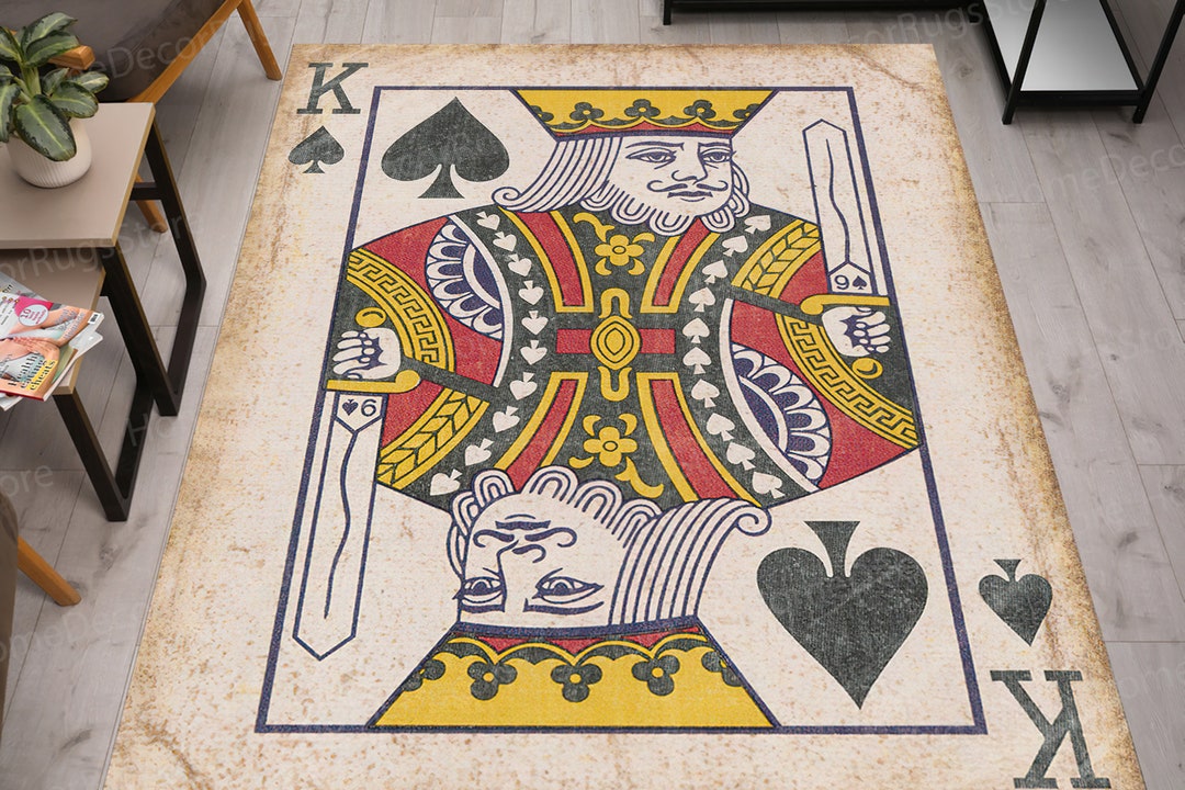 King Card Rug, Small Rug, Play Room Rug, Modern Rug, Thin Rugs, Salon ...