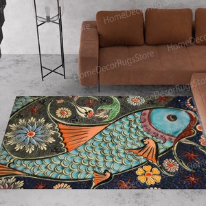 Mosaic Fish Effect Rugs, Ceramic Fish Rug, Office Decor Rugs, Step Rugs ...