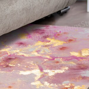 Shimmery Rug, Cool Rug, Gold Rugs, Pink and Gold Marble Rugs, Non Slip ...