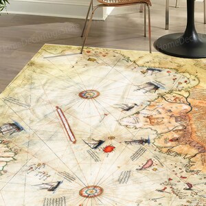 Vintage Map Rug, Cool Rugs, Map Rugs, Trendy Rug, Piri Reis Map Rugs ...