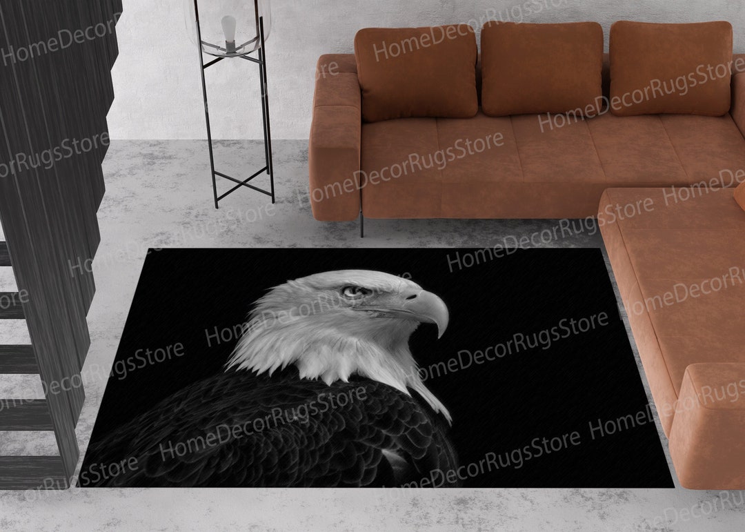 Entryway Rugs, Majestic Bald Eagle Rug, Eagle Rugs, Black Rug, Animal ...