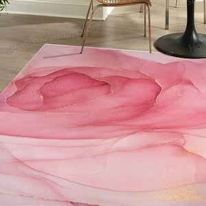 Pink and Gold Marble Rug, Pink Rugs, Nursery Rugs, Bedroom Rugs, Modern ...