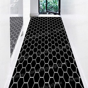 Bee Honeycomb Pattern Rug, Black Rug, Geometric Pattern Rug, Modern ...