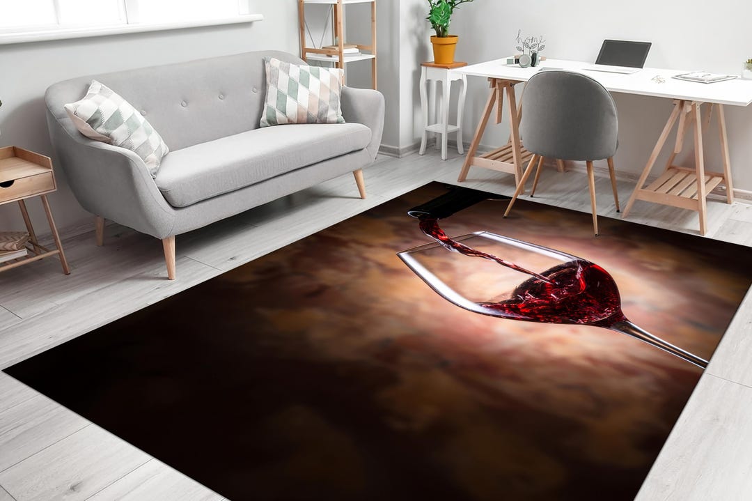 Red Wine Rugs, Bar Rugs, Pouring Wine Into a Glass Rug, Modern Rug ...
