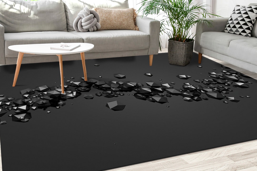 Polygonal Spheres Rug, Black Rug, Futuristic Rug, Modern Rug, Entryway ...