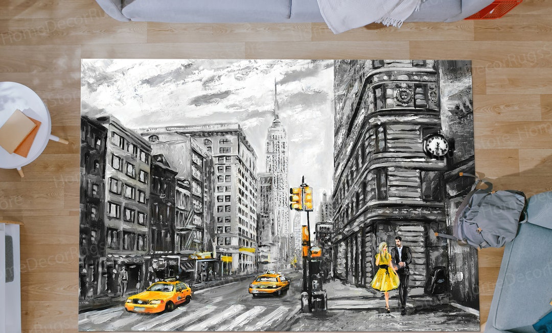 Yellow Rug, Gray Rug, Romantic Couple Rugs, Small Rugs, Street View of ...