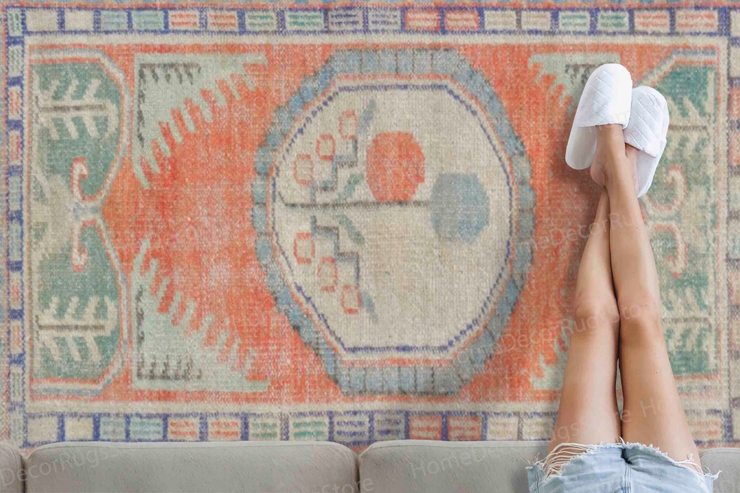 Boho Floral Pattern Rug, Faded Rugs, Minimal Rugs, Anatolian Rug ...