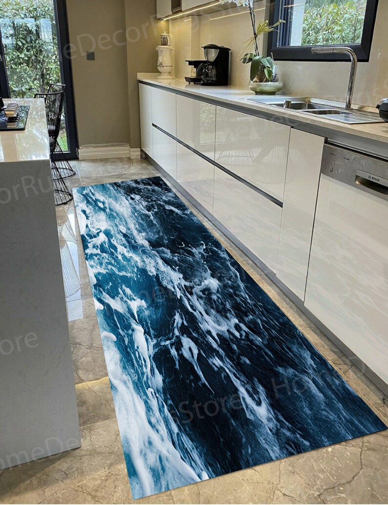 Aesthetic Ocean Rugs Farmhouse Rugs Blue Ocean Wave Rugs - Etsy