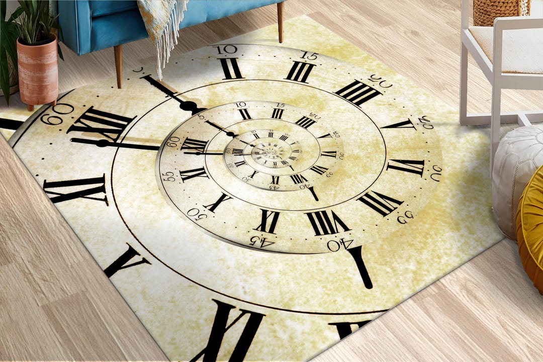 Old Retro Clock Print Rugs, Office Rugs, Clock Rugs, Modern Rugs, Entry ...