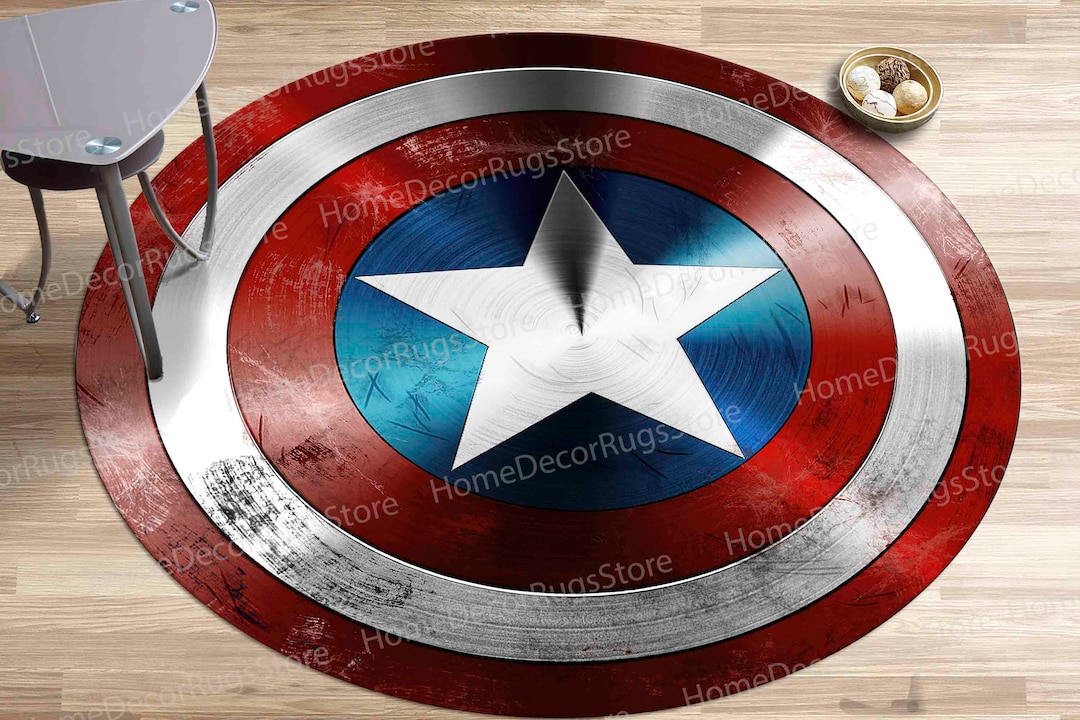 Captain America Rug, Gift Boy Him, Captain America Shild Rugs, Movie ...