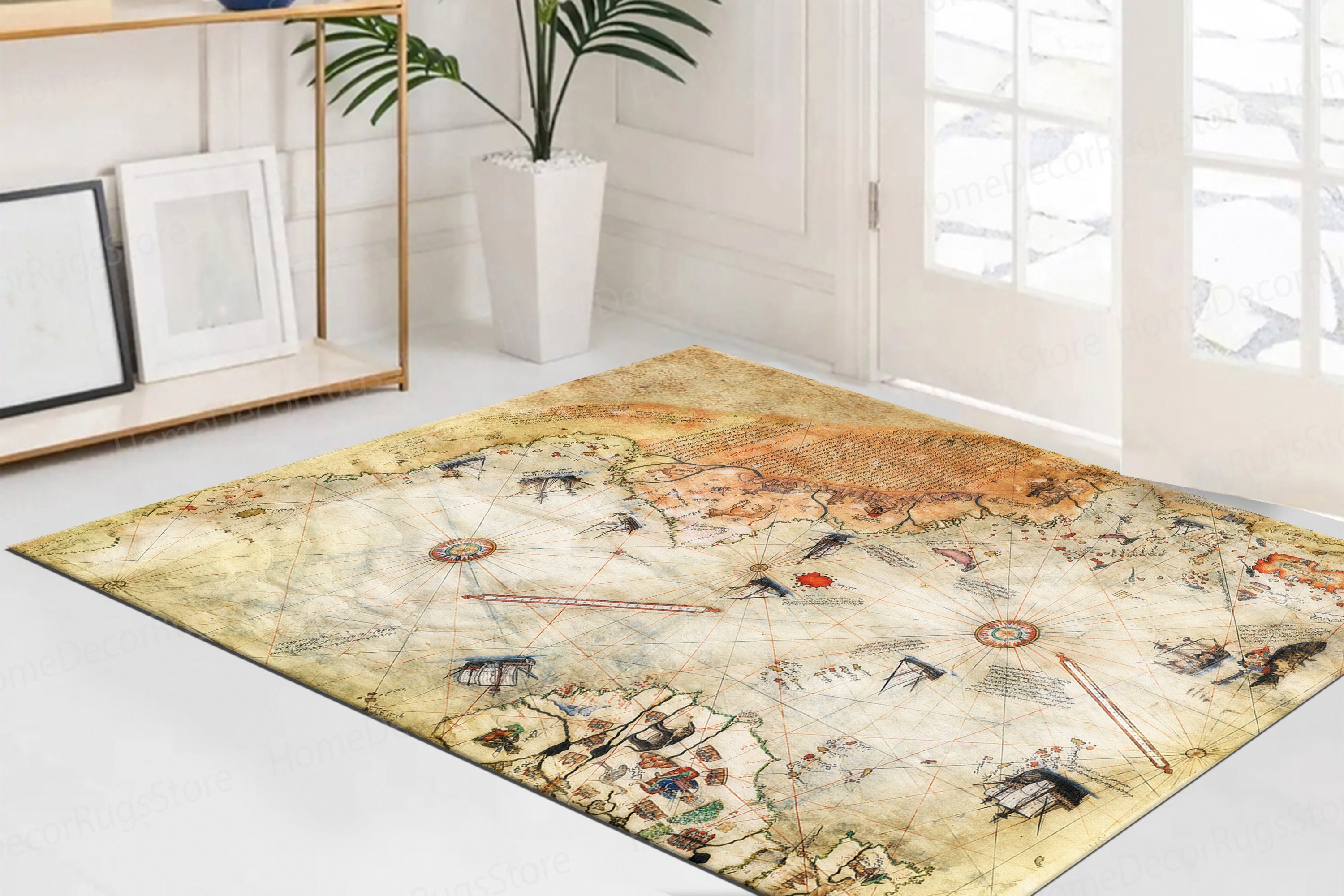 Vintage Map Rug, Cool Rugs, Map Rugs, Trendy Rug, Piri Reis Map Rugs ...