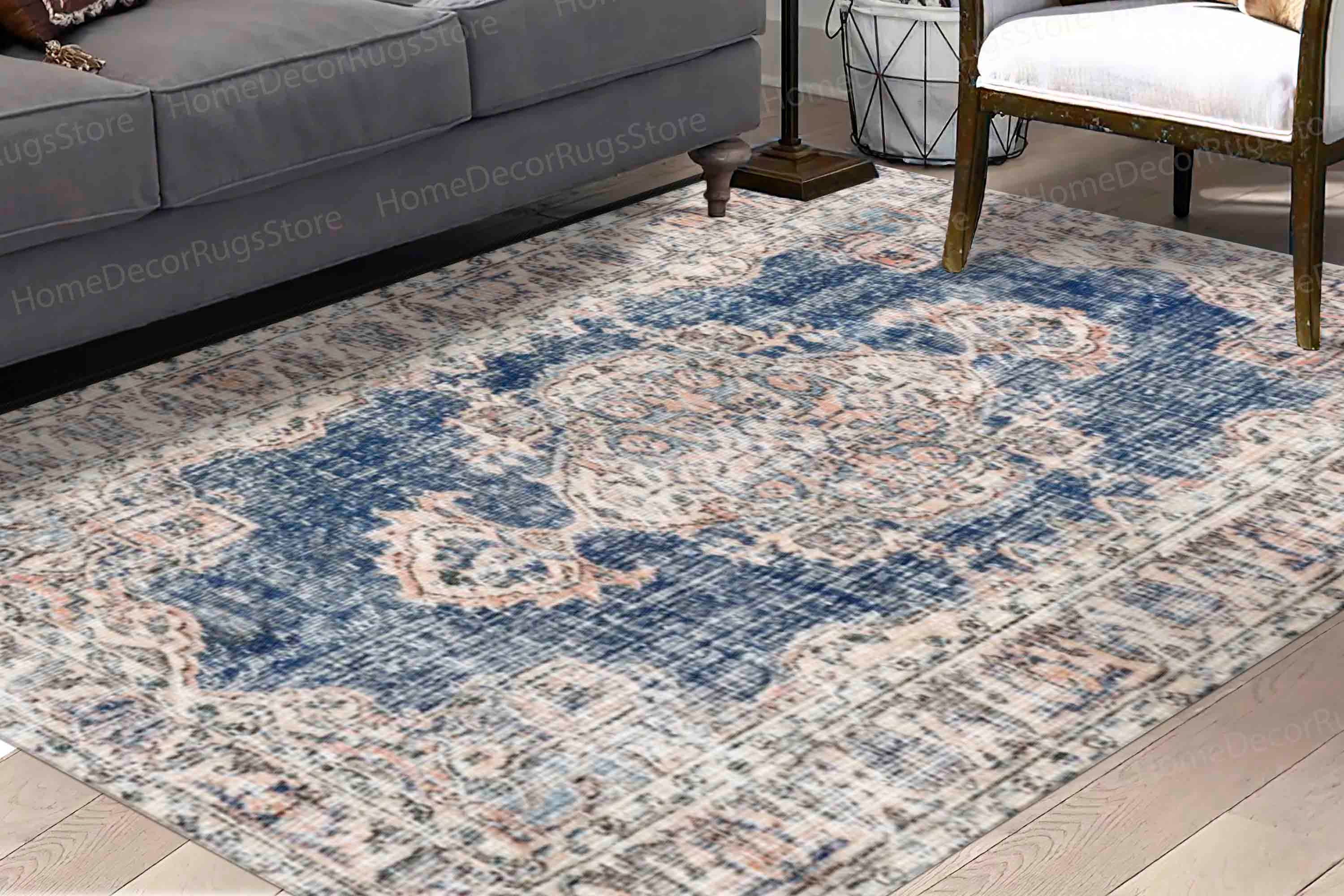 Navy Blue Rugs, Antique Style Rug, Muted Rug, Tribal Rug, Turkish Rug ...
