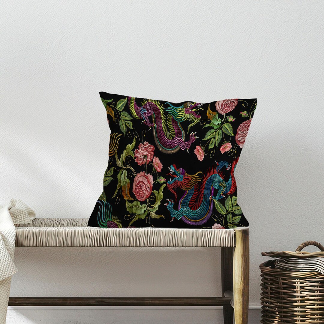 Japanese Dragon, Dragon, Animal, Flower, Japanese, Cushion Case ...