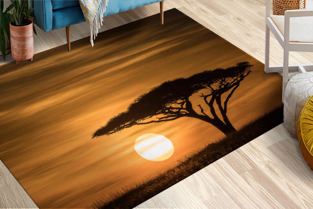 Serengeti Sunrise Landscape Rugs, Tanzania Rug, Sunset Landscape Rugs ...