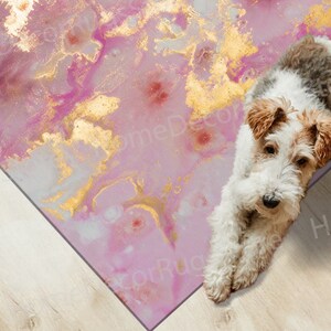 Shimmery Rug, Cool Rug, Gold Rugs, Pink and Gold Marble Rugs, Non Slip ...