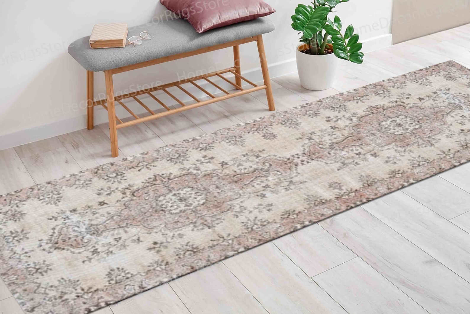 Beige and Brown Rug, Muted Rugs, Medallion Rug, Vintage Style Rug ...