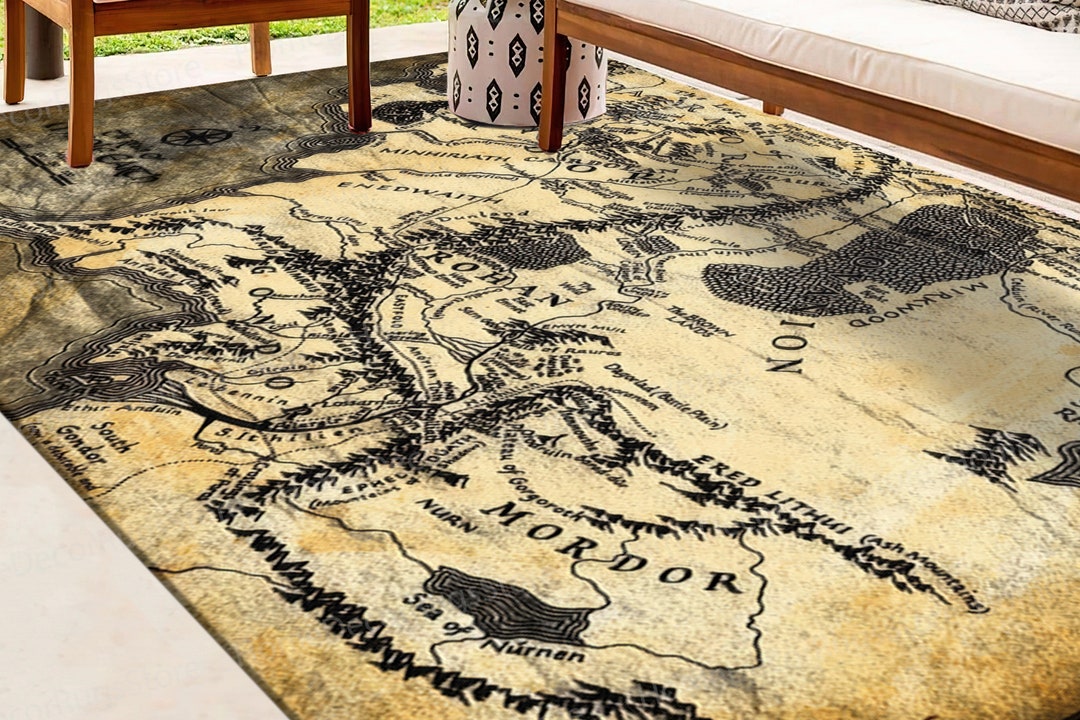 Lord of Ring Map Rugs, Lotr Map Rug, Earth Map Rug, Map Rugs, Large Rug ...