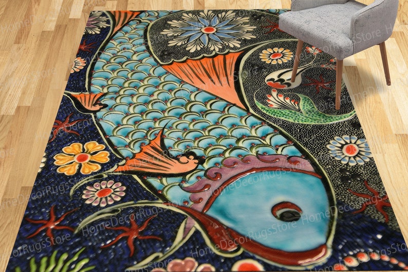 Mosaic Fish Effect Rugs, Ceramic Fish Rug, Office Decor Rugs, Step Rugs ...