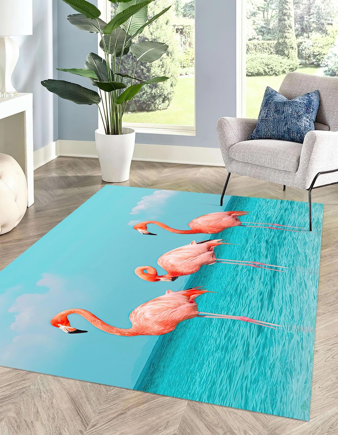 Three Flamingos Rugs, Pink Flamingo Rugs, Fashion Rug, Animal Rug, Gift ...