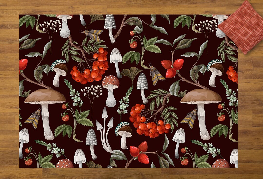 Mushroom Rugs, Colorful Rug, Black Rugs, Modern Rugs, Area Rug, Non ...