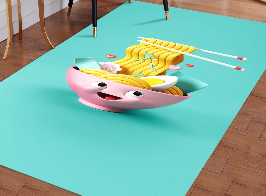 Cute Noodle Rug, Kitchen Rugs, Ramen Noodle Rug, Modern Rug, Runner Rug ...