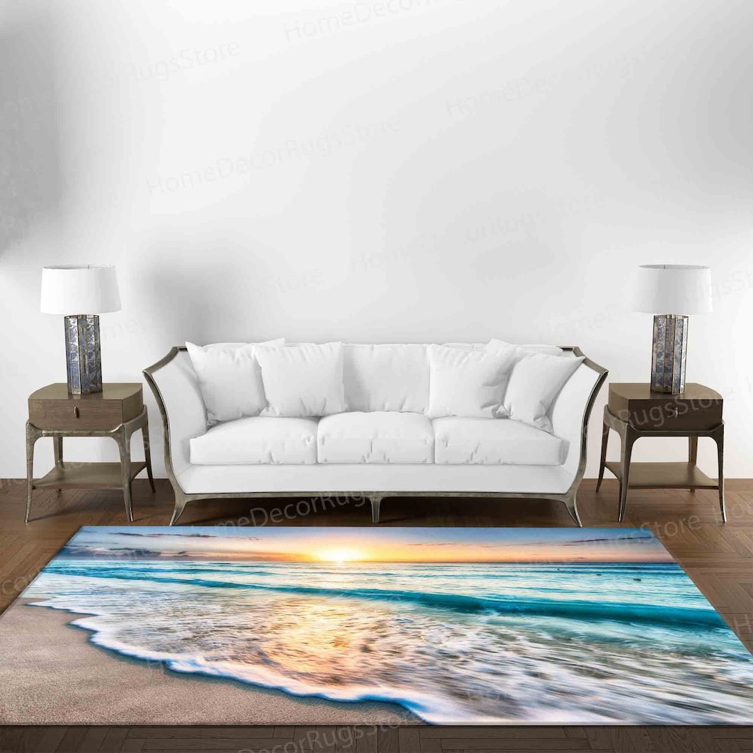 Coastal Rug Decor Landscape Rug Sunset at the Ocean Rugs - Etsy