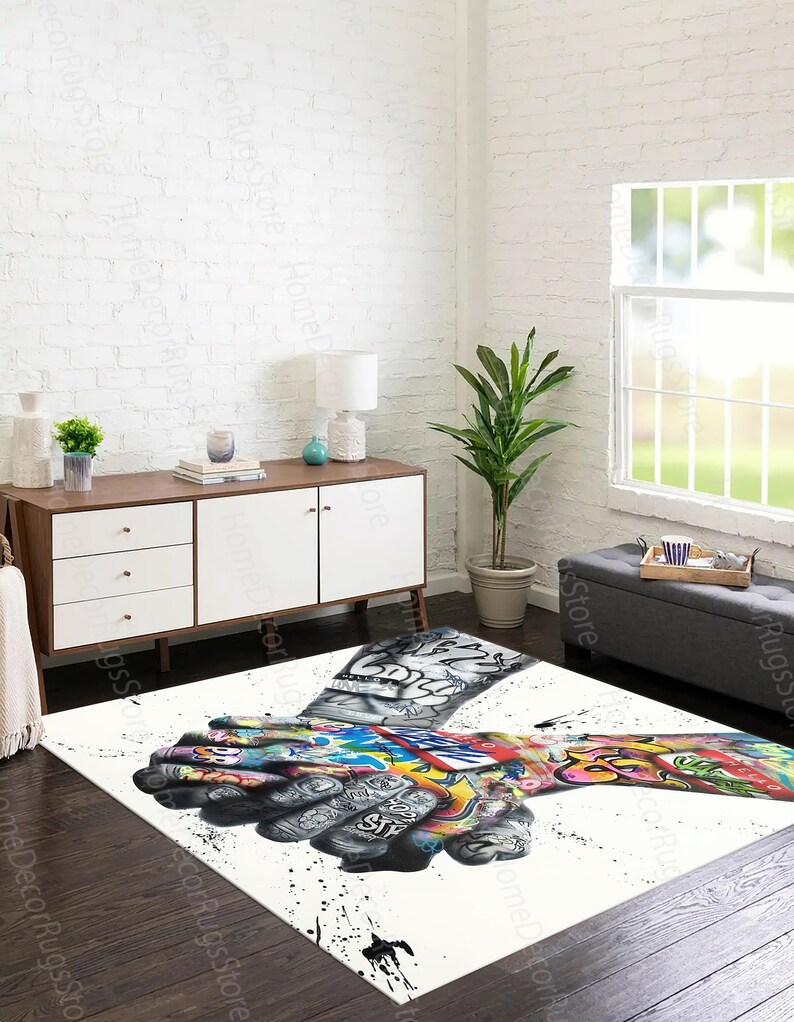 Street Graffiti Rugs Holding Hands Graffiti Painting Rug - Etsy