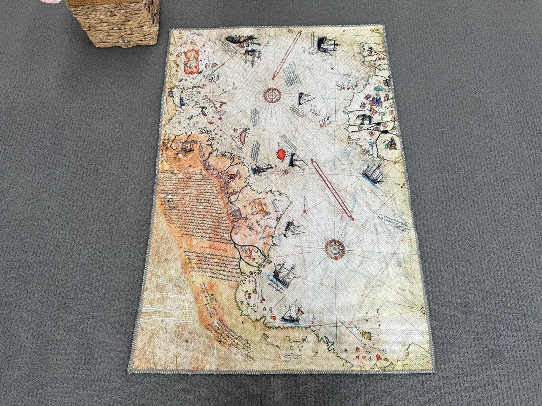 Vintage Map Rug, Cool Rugs, Map Rugs, Trendy Rug, Piri Reis Map Rugs ...