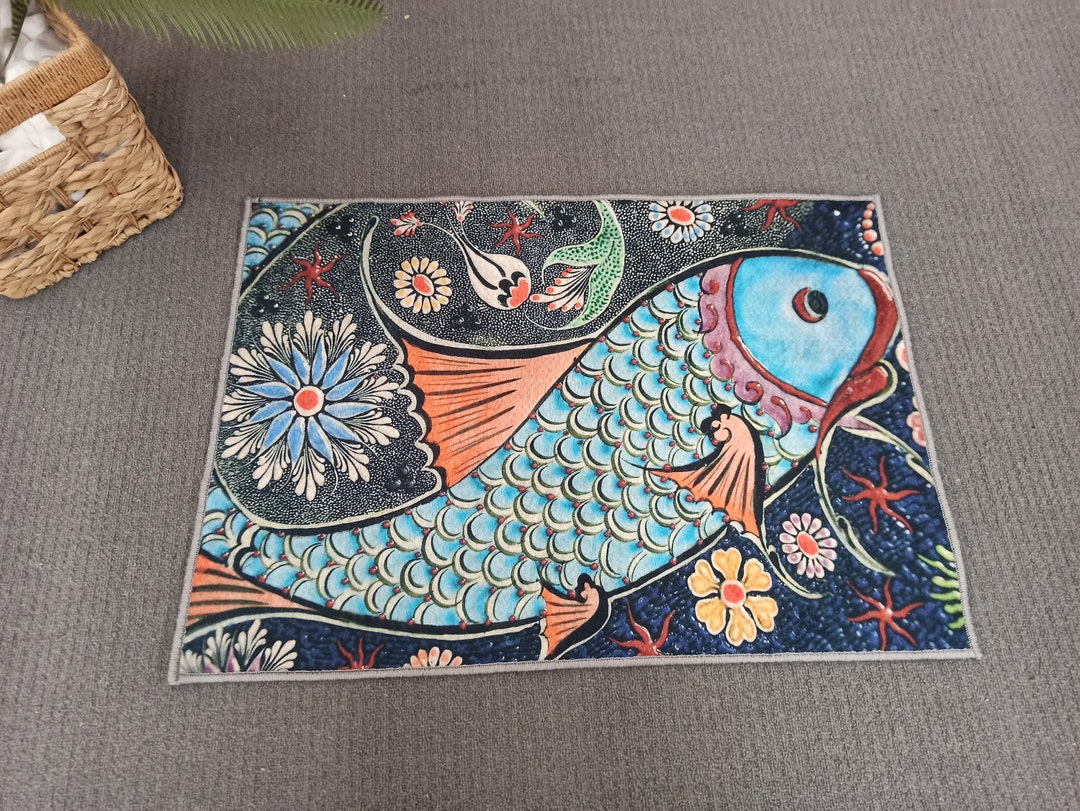 Mosaic Fish Effect Rugs, Ceramic Fish Rug, Office Decor Rugs, Step Rugs ...