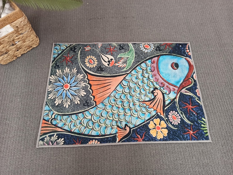 Mosaic Fish Effect Rugs, Ceramic Fish Rug, Office Decor Rugs, Step Rugs ...