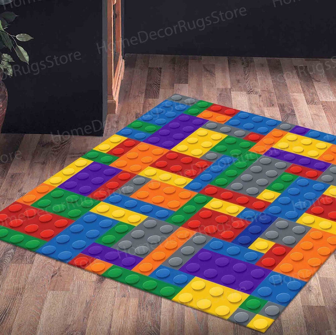 Colorful Building Blocks Rugs, Game Room Rug, Boy Room Rugs, Kids Rug ...