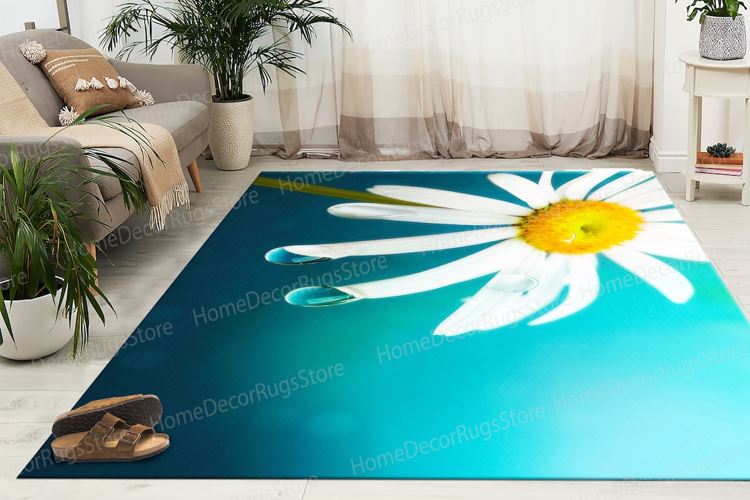 Floral Rug, Daisy Rugs, Gift for Him Rug, Dining Room Rug, Gift for Her ...