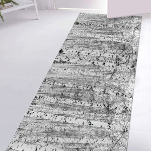 Floor Rug, Birch Forest Rug, Black and White Rug, Indoor Rugs, Anti ...