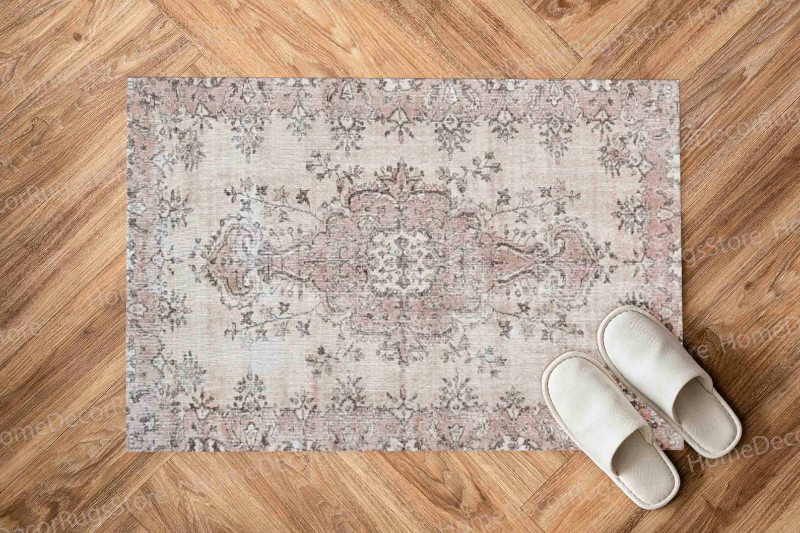 Beige and Brown Rug, Muted Rugs, Medallion Rug, Vintage Style Rug ...