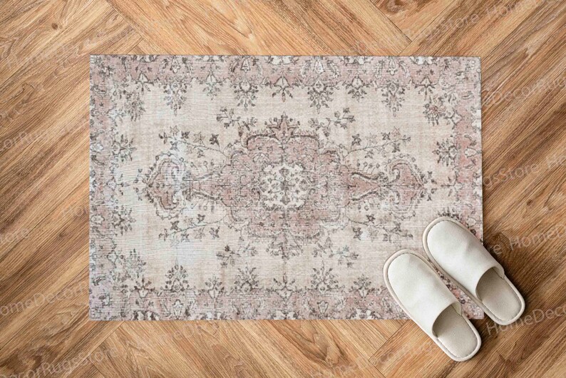 Beige and Brown Rug, Muted Rugs, Medallion Rug, Vintage Style Rug ...