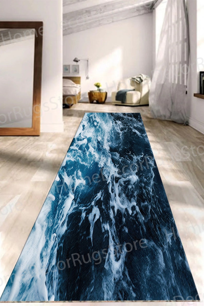 Aesthetic Ocean Rugs Farmhouse Rugs Blue Ocean Wave Rugs - Etsy