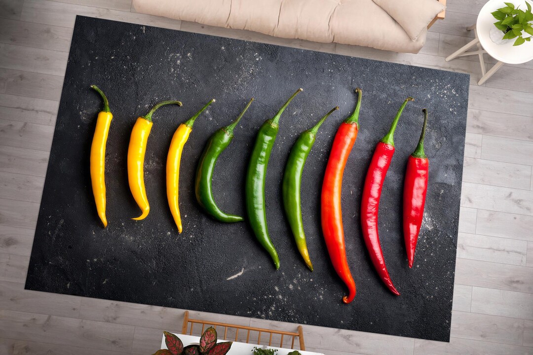 Colorful Peppers Rugs, Kitchen Rugs, Pepper Rug, Modern Rugs, Outdoor ...